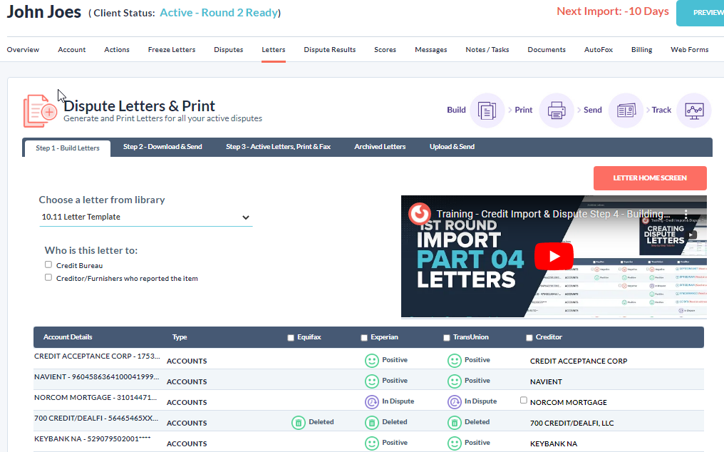 New Letter Creation Process – DisputeFox