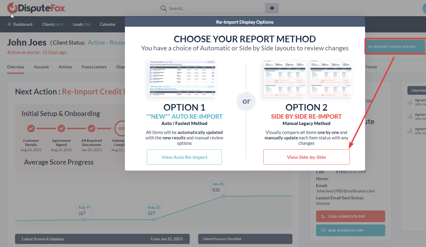 Side By Side Re-Import(Montly Progress Report) – DisputeFox