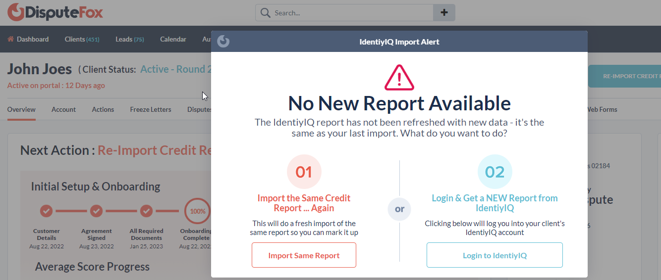 Side By Side Re-Import(Montly Progress Report) – DisputeFox