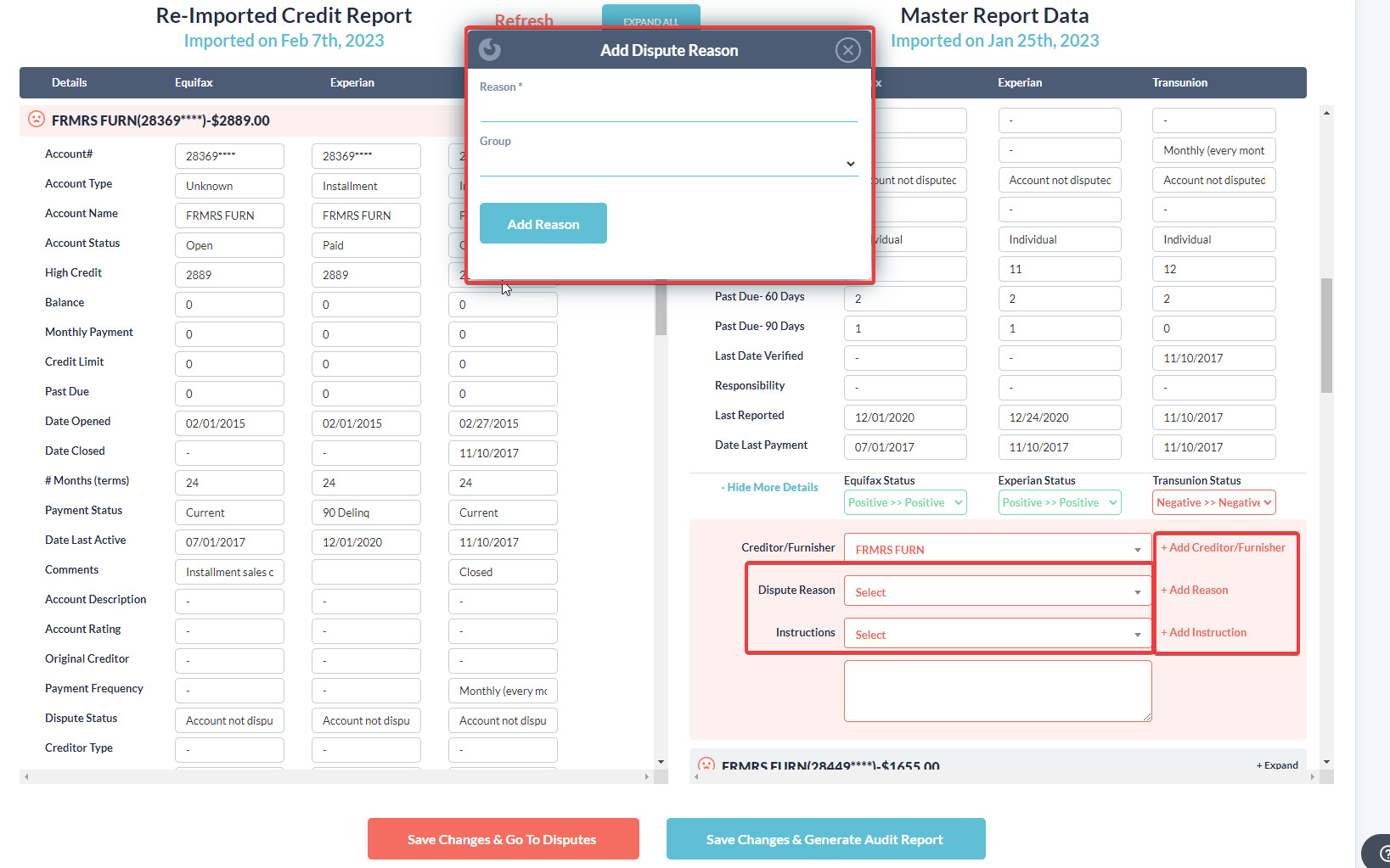 Side By Side Re-Import(Montly Progress Report) – DisputeFox