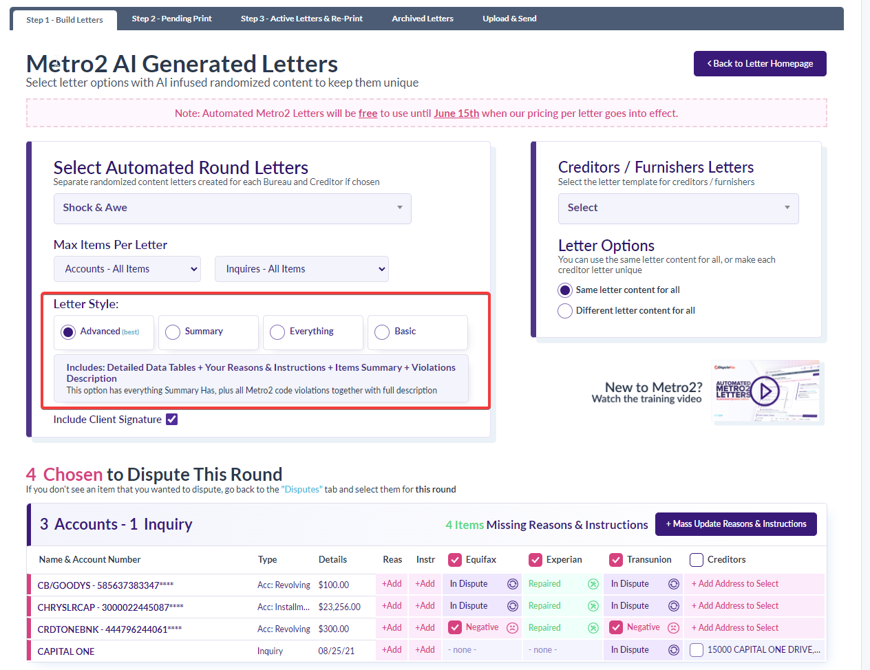 Automated Round Letters Templates – DisputeFox