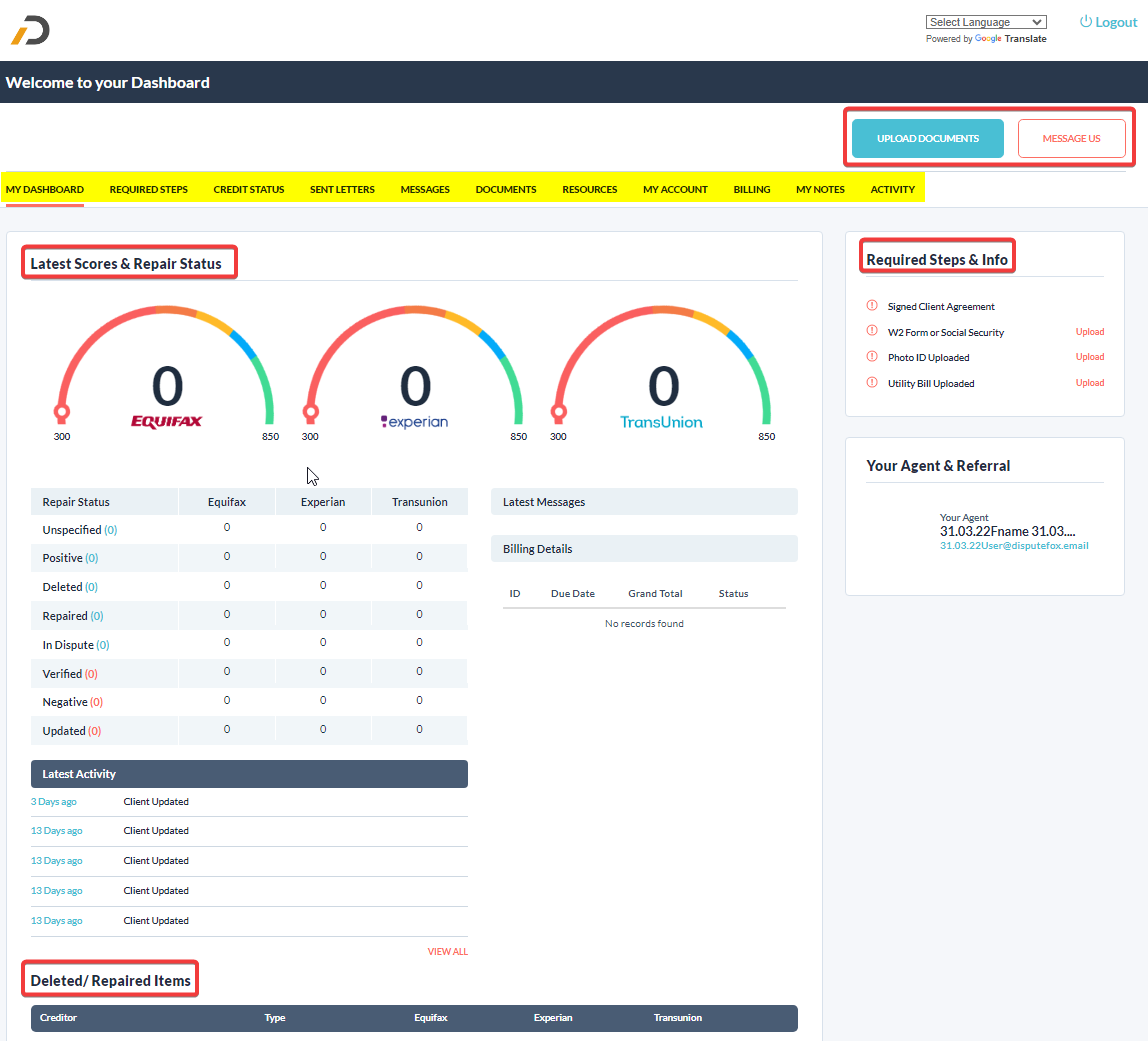 Secure Client Portal – DisputeFox