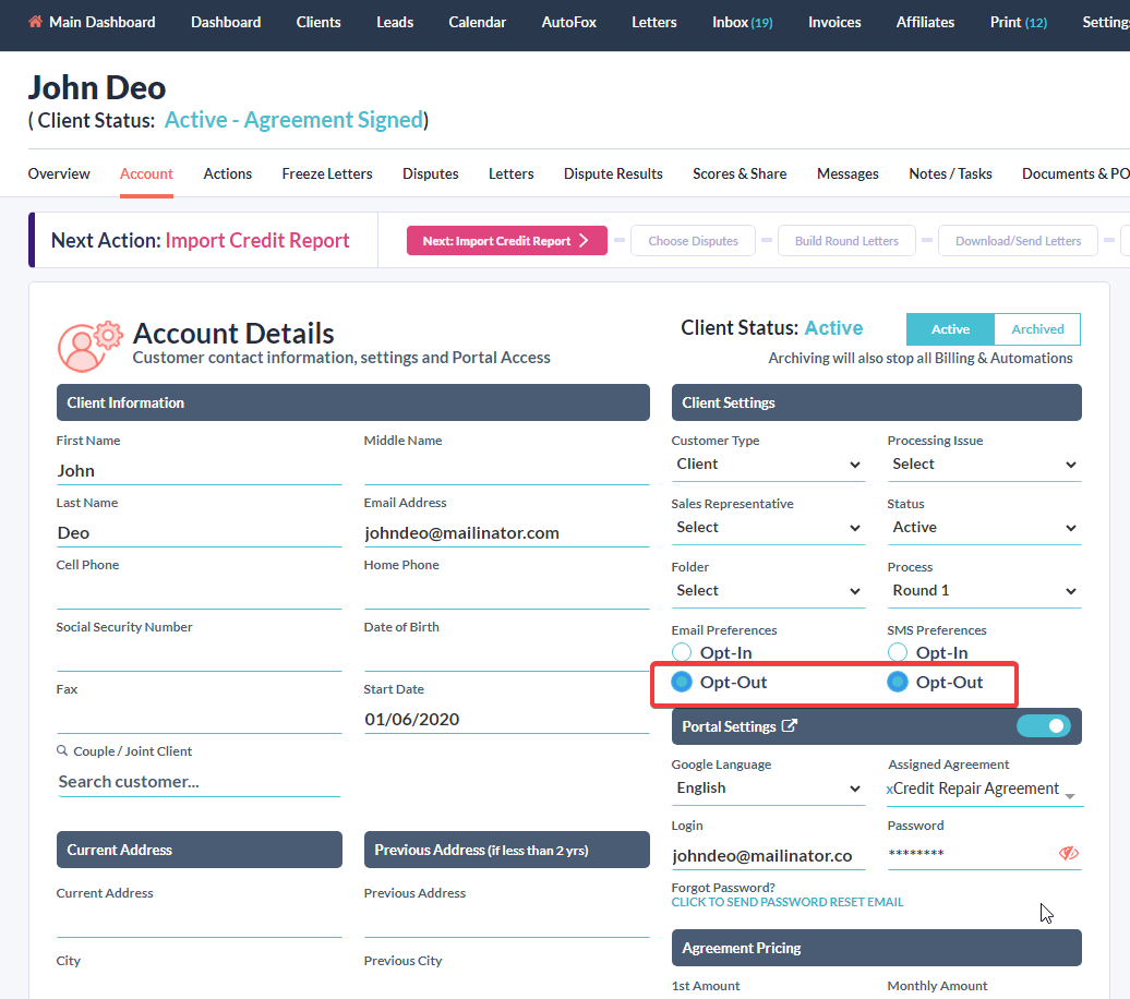 How can I stop clients from receiving messages when their portals are ...