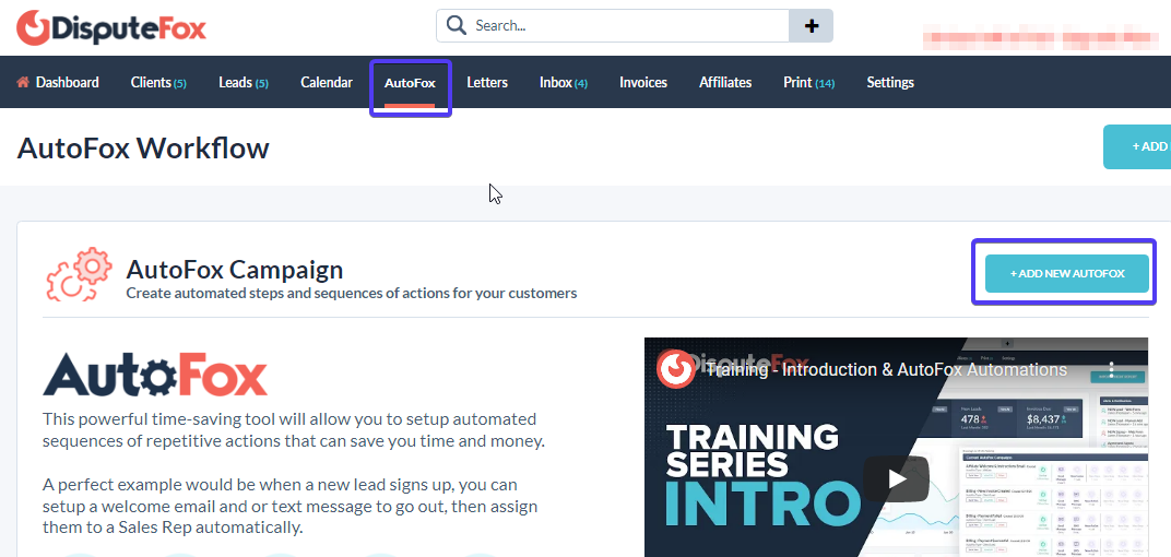How to create an Autofox – DisputeFox